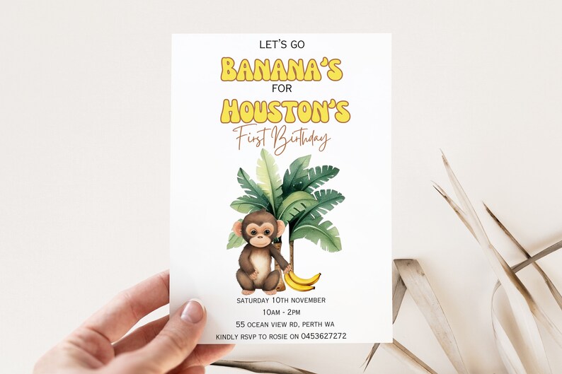 Editable Lets Go Banana's Kids Birthday Party Invitation, 1st,2nd,3rd ...