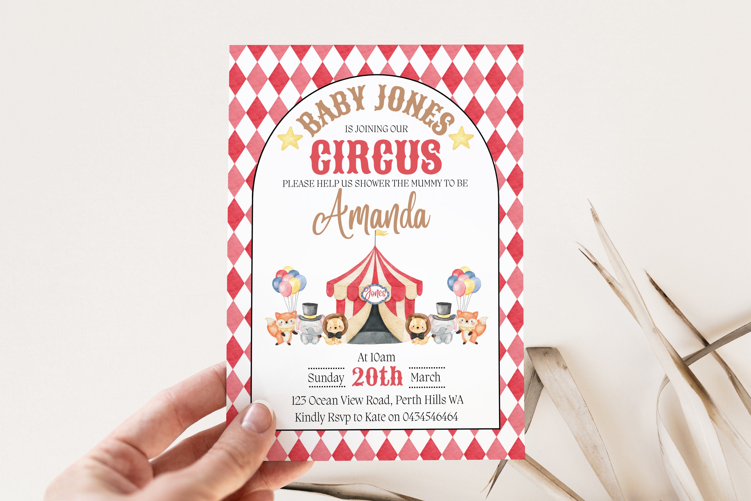 Editable Circus Baby Shower Invitation Baby Joins the Circus Invitation ...