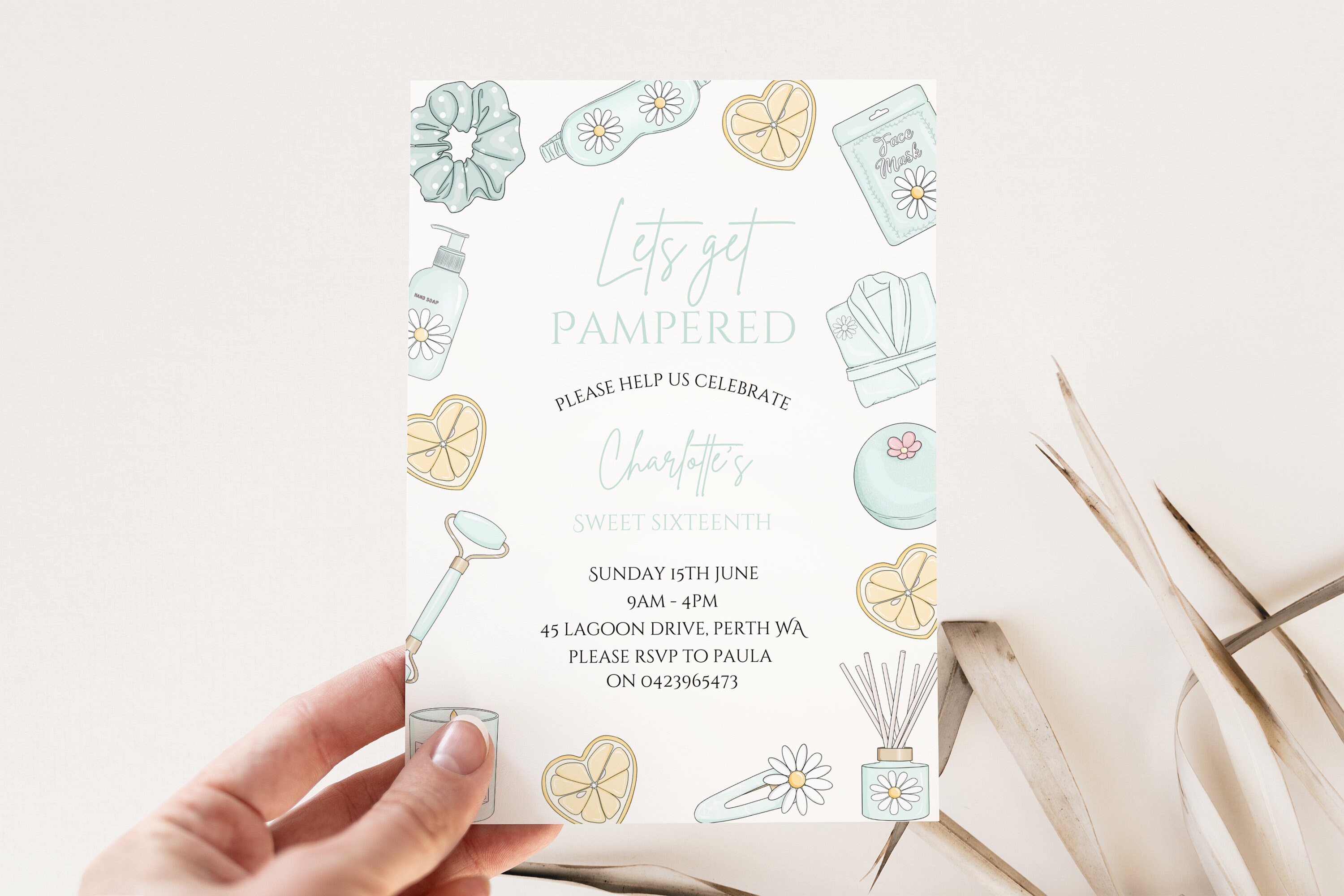Editable Lets Get Pampered Birthday Party Invitation, Spa Party ...