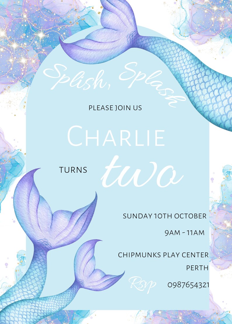 Editable Mermaid Birthday Invitation Mermaids Tail Invitation - Etsy