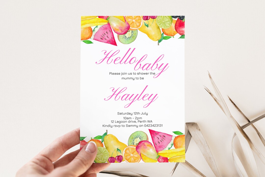 Editable Hello Baby Invitation Baby Shower Invite Fruits - Etsy