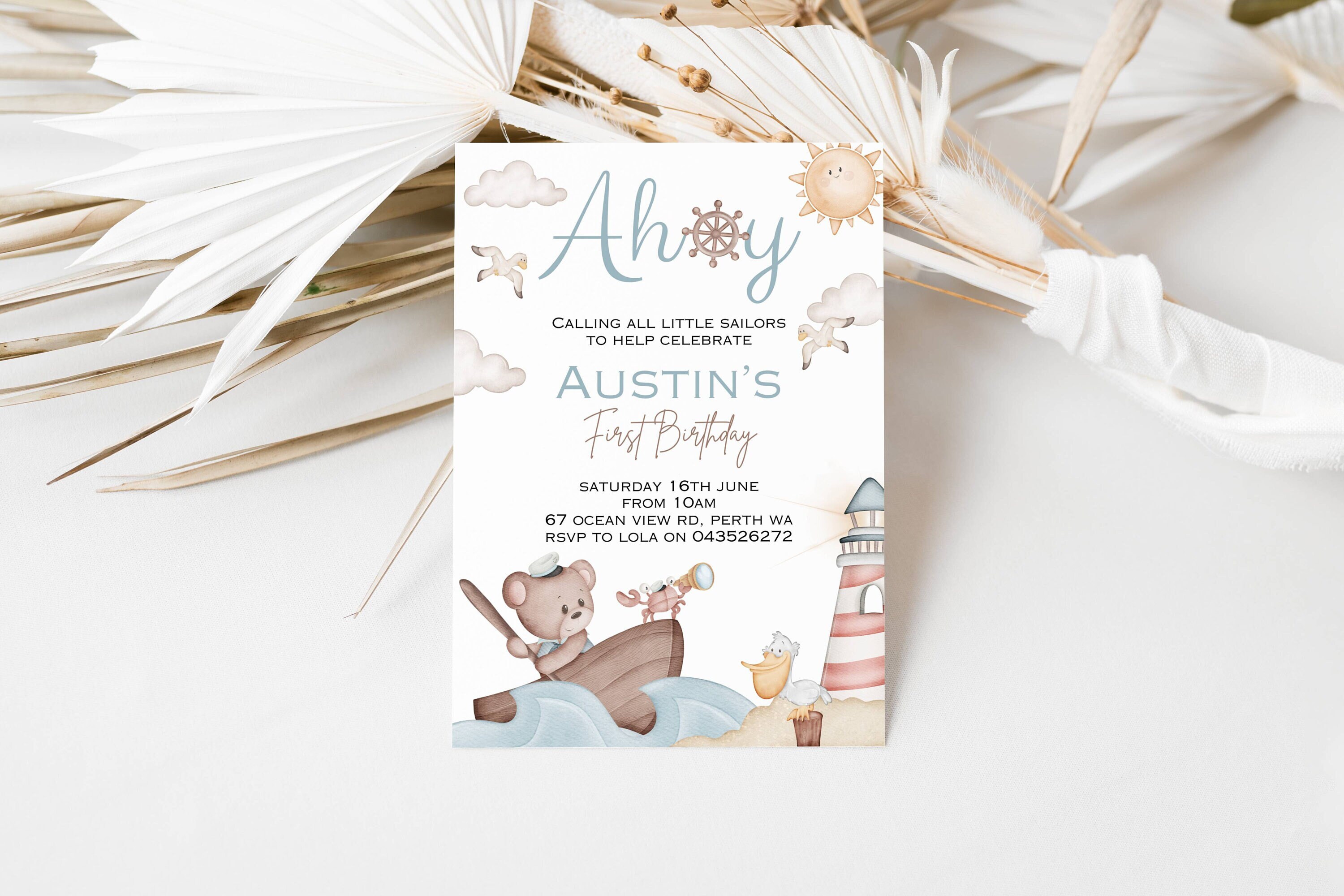 Editable Sailor's Birthday Party Invitation, Little Sailor Invite, Ahoy ...