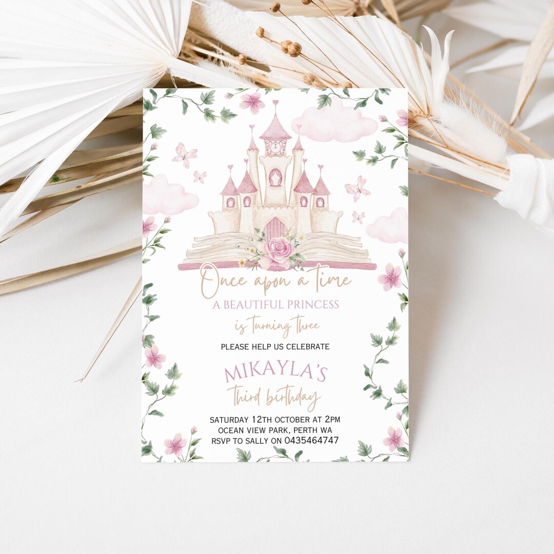 Princess Birthday Party Invite, Once Upon a Time Invitation, , Pink ...