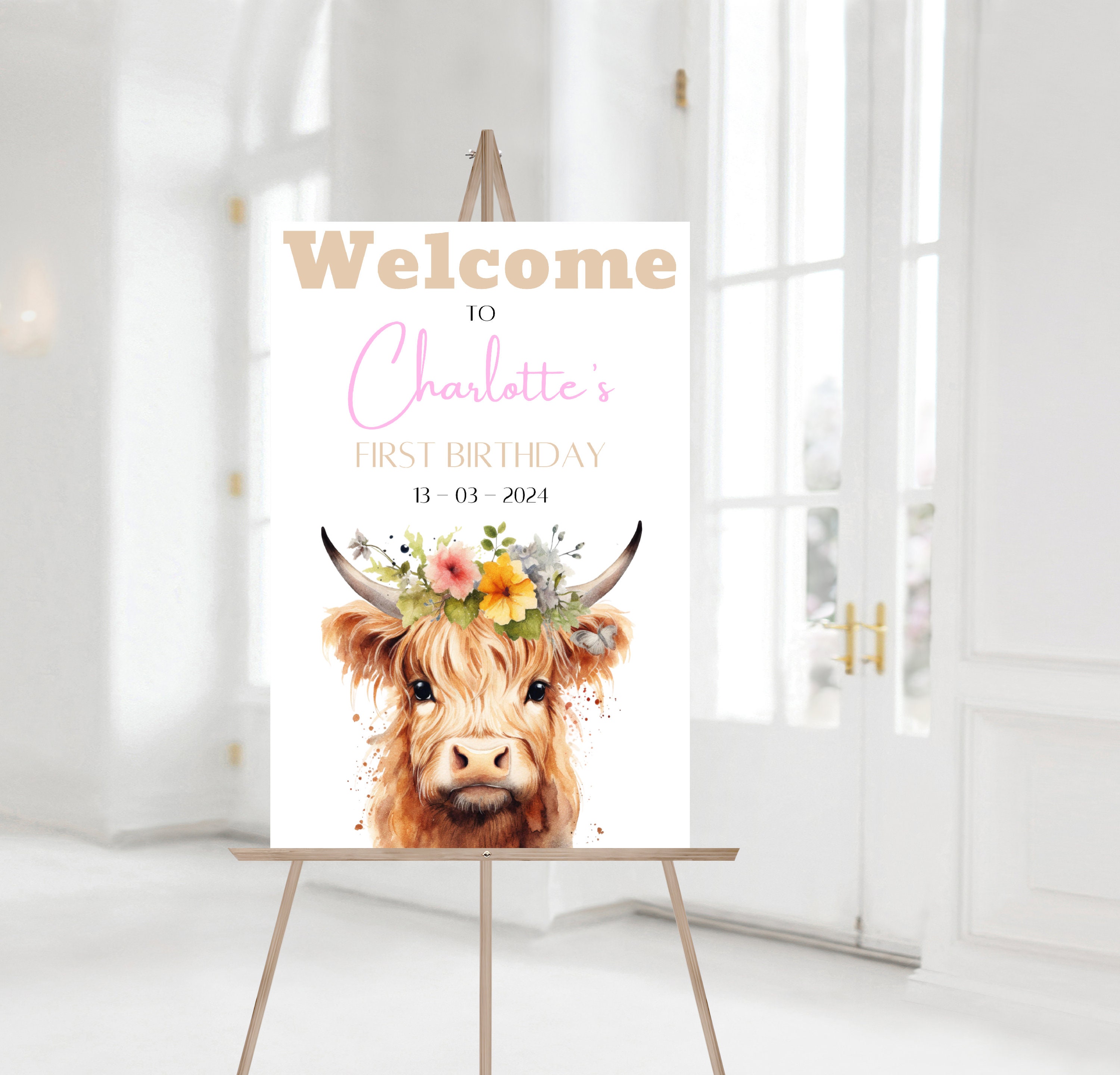 Highland Cow Birthday Party Welcome Sign, Cow Welcome Board, Highland ...