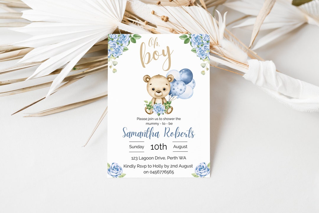 Editable Oh Boy Invite Baby Shower Invite Baby Boy Invite Oh Baby ...