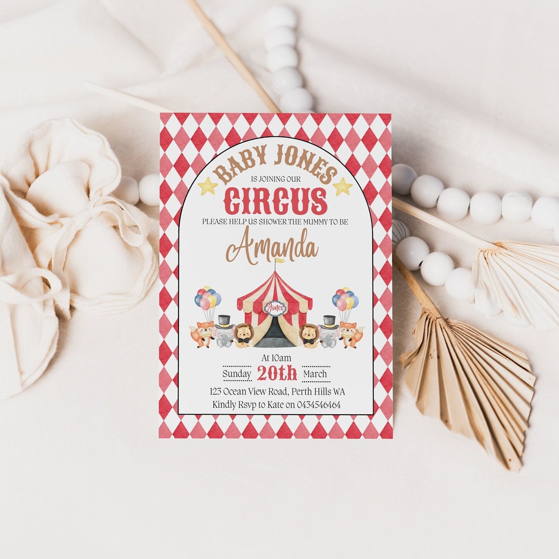 Editable Circus Baby Shower Invitation Baby Joins the Circus Invitation ...
