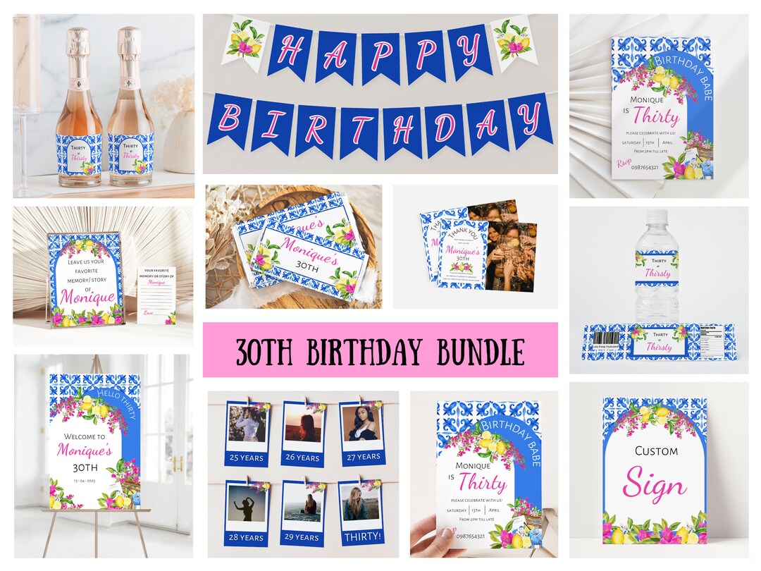 Editable Amalfi Coast Birthday Bundle Lemons Birthday Bundle Positano ...