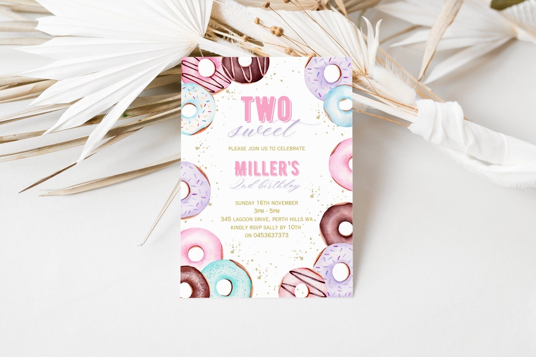 Editable Donut and Sprinkles Birthday Party Invitation, Donut Miss the ...