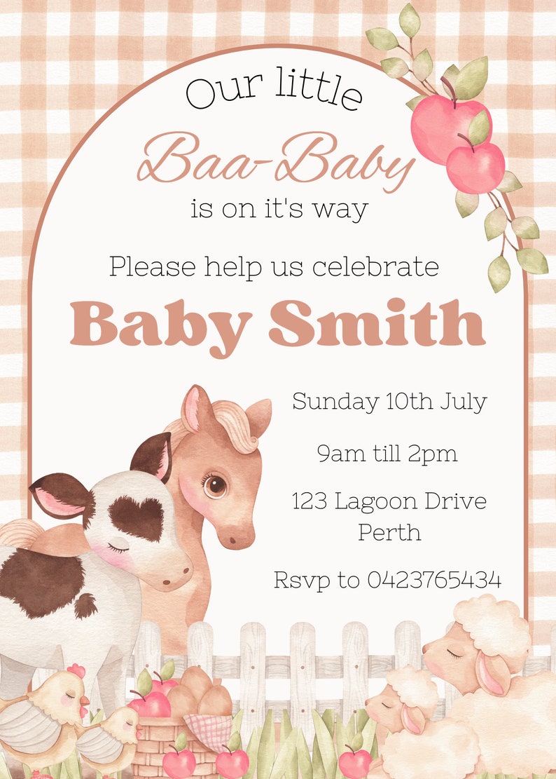 Editable Farm Animal Baby Shower Invitation Farm Animal Baby - Etsy
