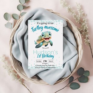 Turtle Birthday Invitation, Turtley Awesome Invitation, Boys First ...
