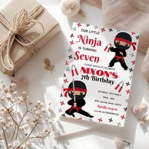 Ninja Warrior's Boy's Birthday Party Invitation, Calling All Ninja ...