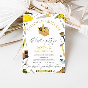 Builder's First Birthday Invitation, Under Construction Party, Tool's ...
