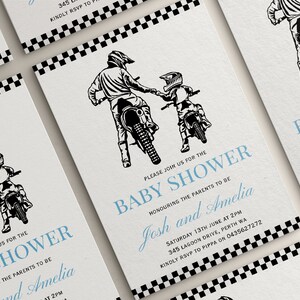 Motorbike Baby Shower Invitation, Dirt Bike Baby Shower Party, Daddy and Me Racing Invite ...