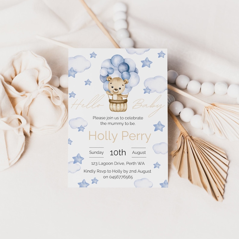 Editable Hello Baby Invite Baby Shower Invite Baby Boy Invite Oh Baby ...