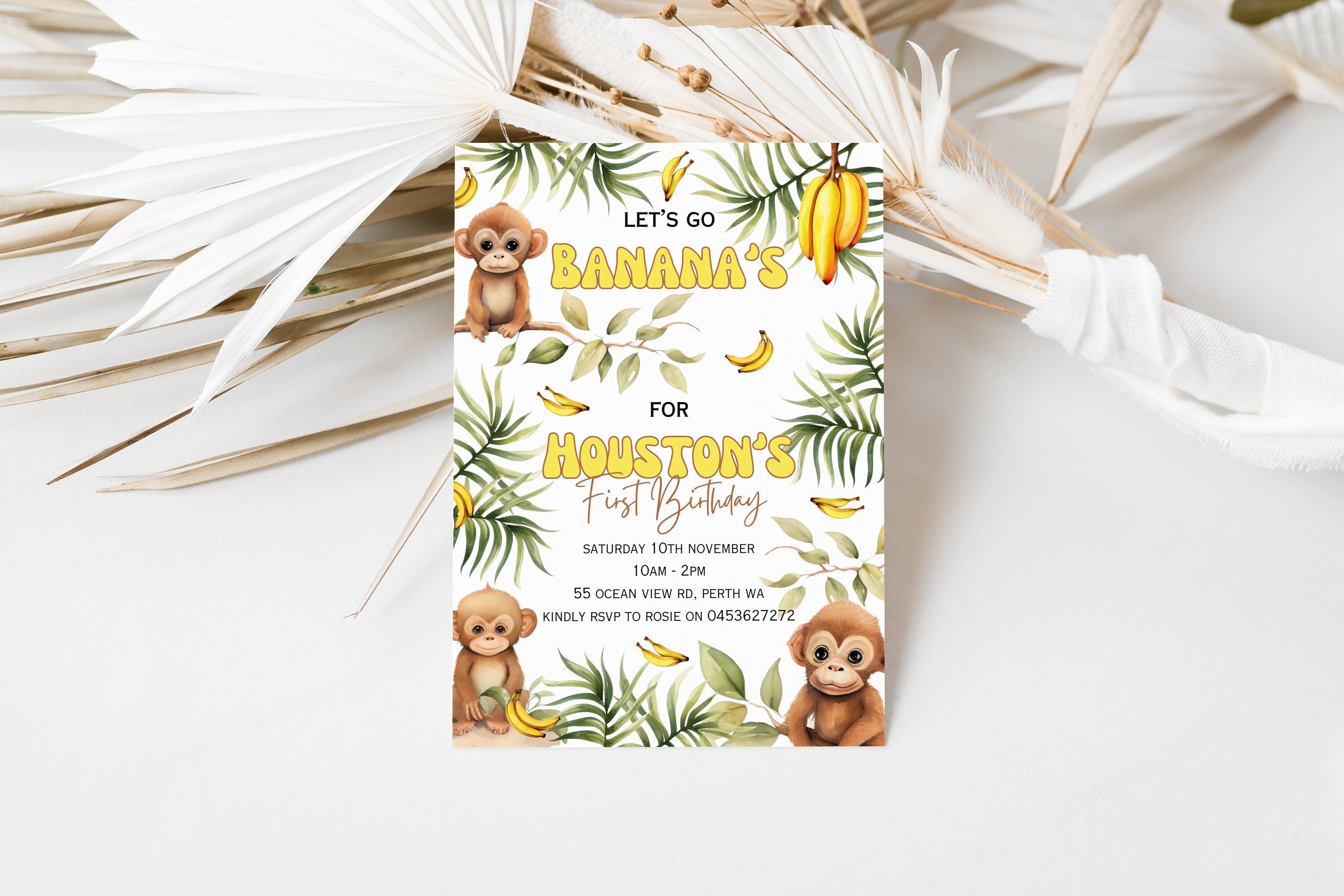 Editable Lets Go Banana's Kids Birthday Party Invitation, 1st,2nd,3rd ...