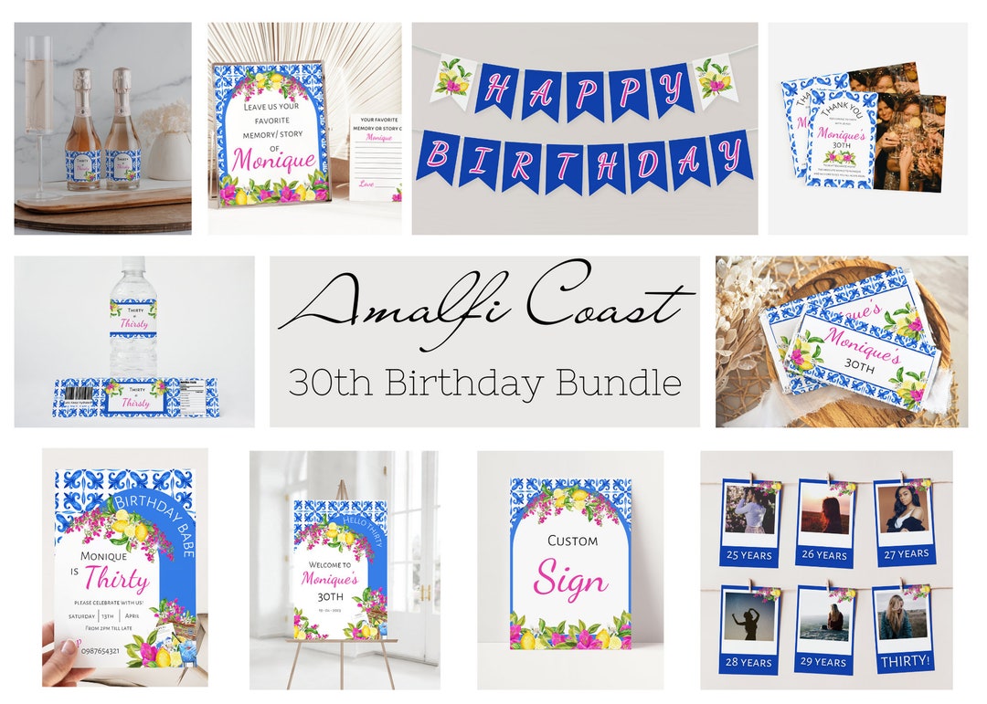 Editable Amalfi Coast Birthday Bundle Lemons Birthday Bundle - Etsy