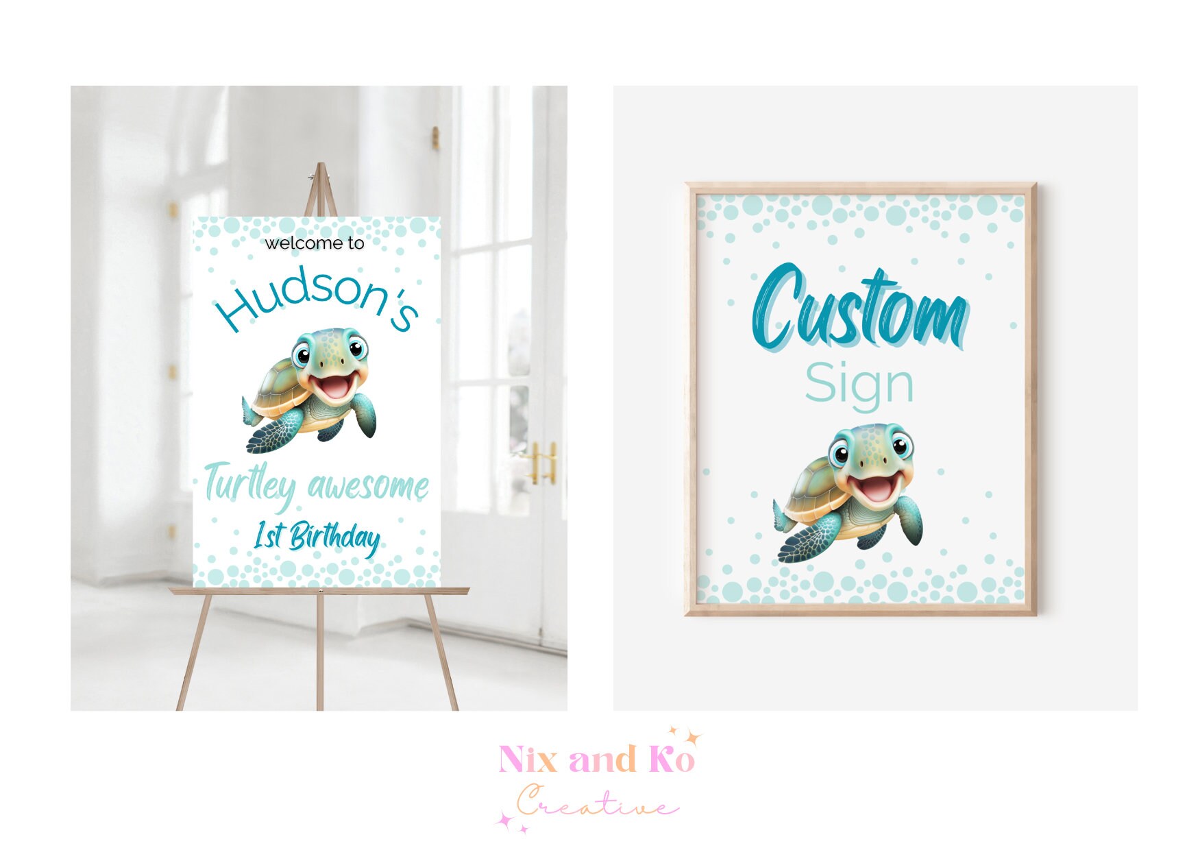 Turtle First Birthday Bundle, Turtle Birthday Invitation, Turtle Party ...