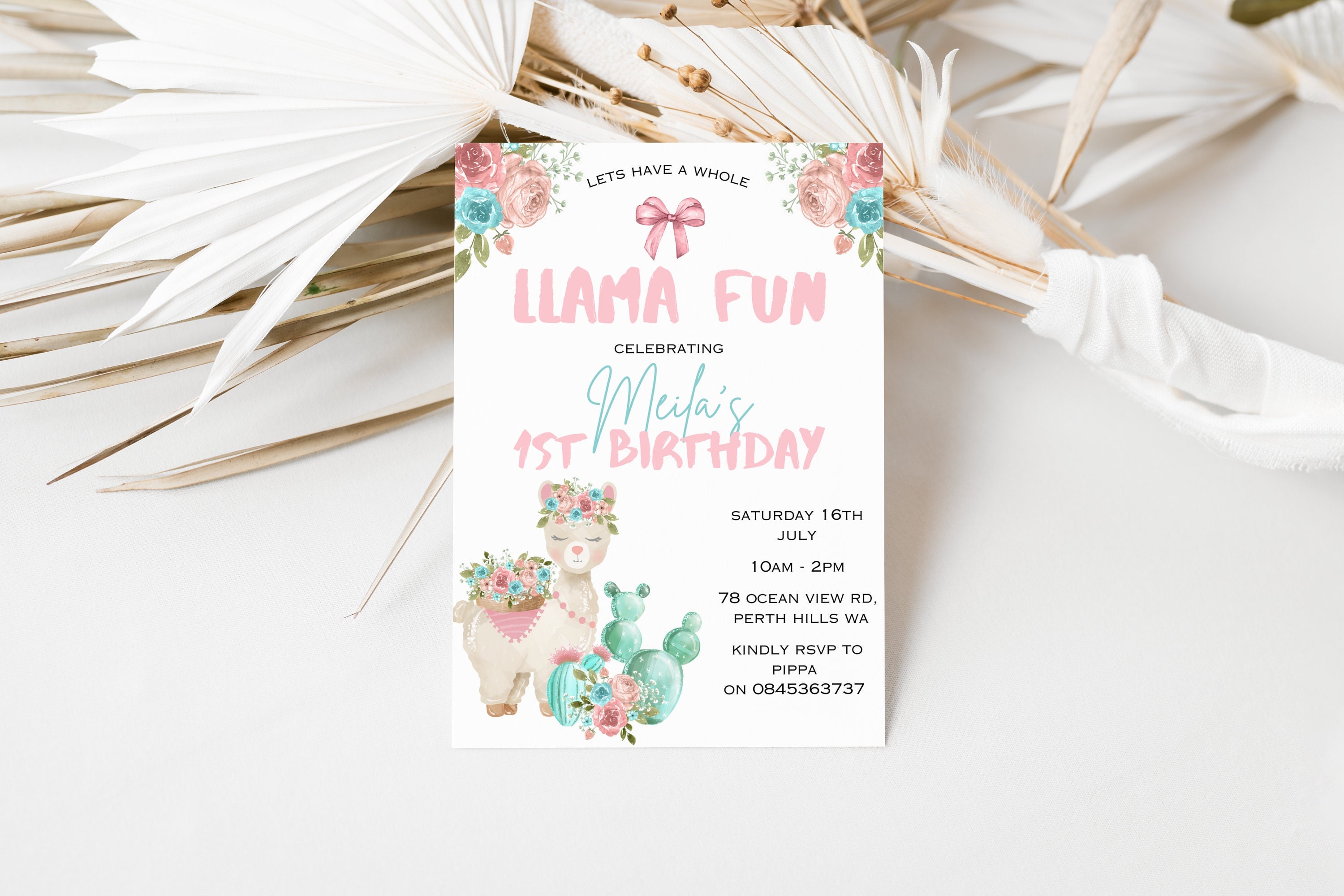 Editable Lets Have a Whole Llama Fun Birthday Party Invitation, Mexican ...