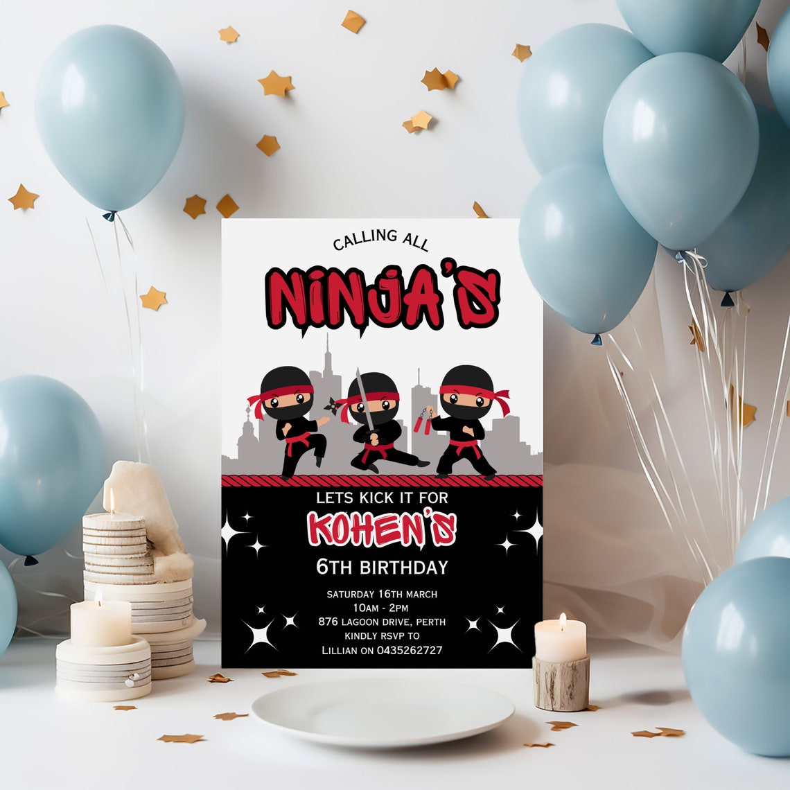 Editable Calling All Ninjas Birthday Party Invitation, Ninja Warrior ...