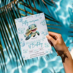 Turtle Birthday Invitation, Turtley Awesome Invitation, Boy's First ...