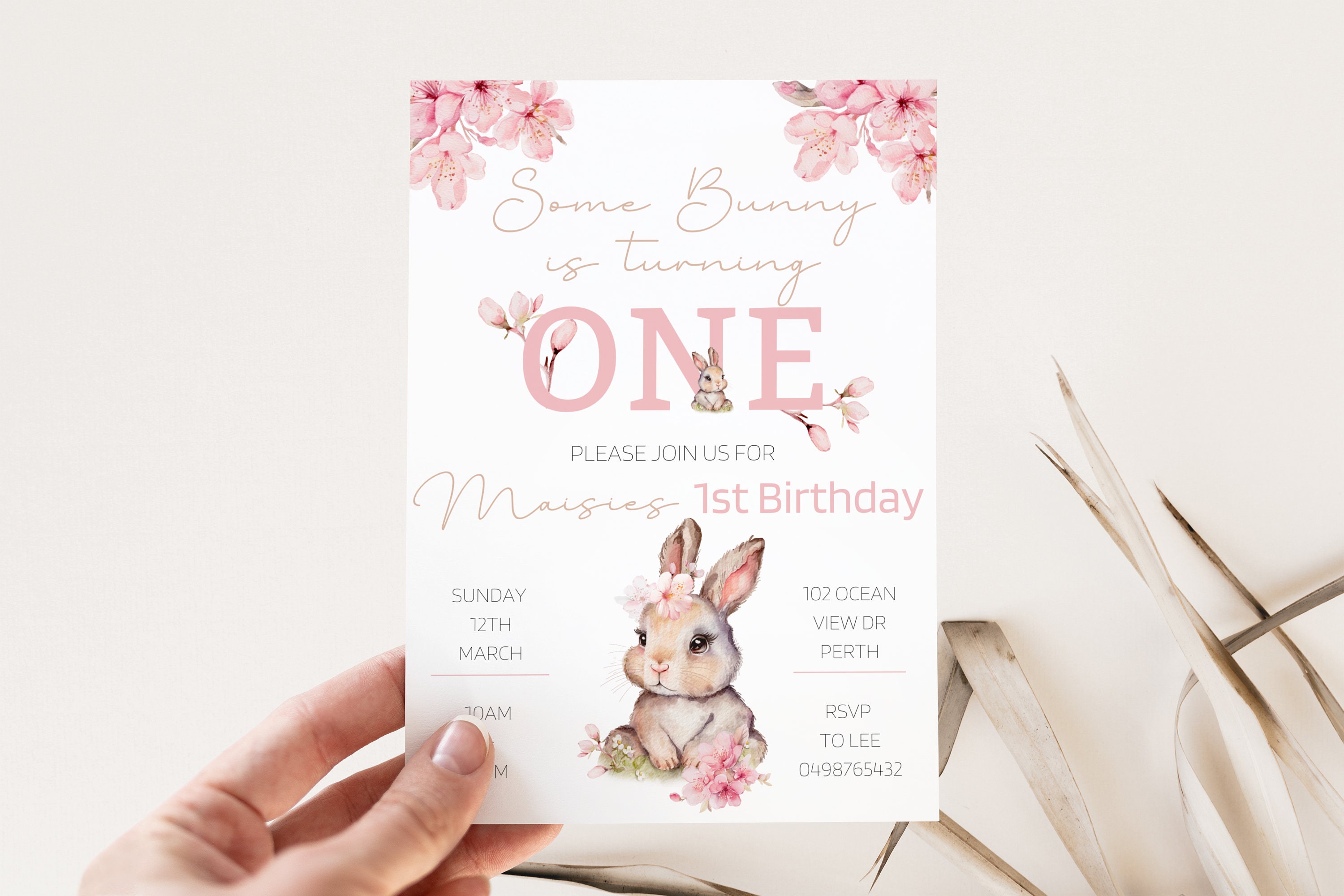 Editable Some Bunny is One Invitation Bunny Invitation Girls Birthday ...