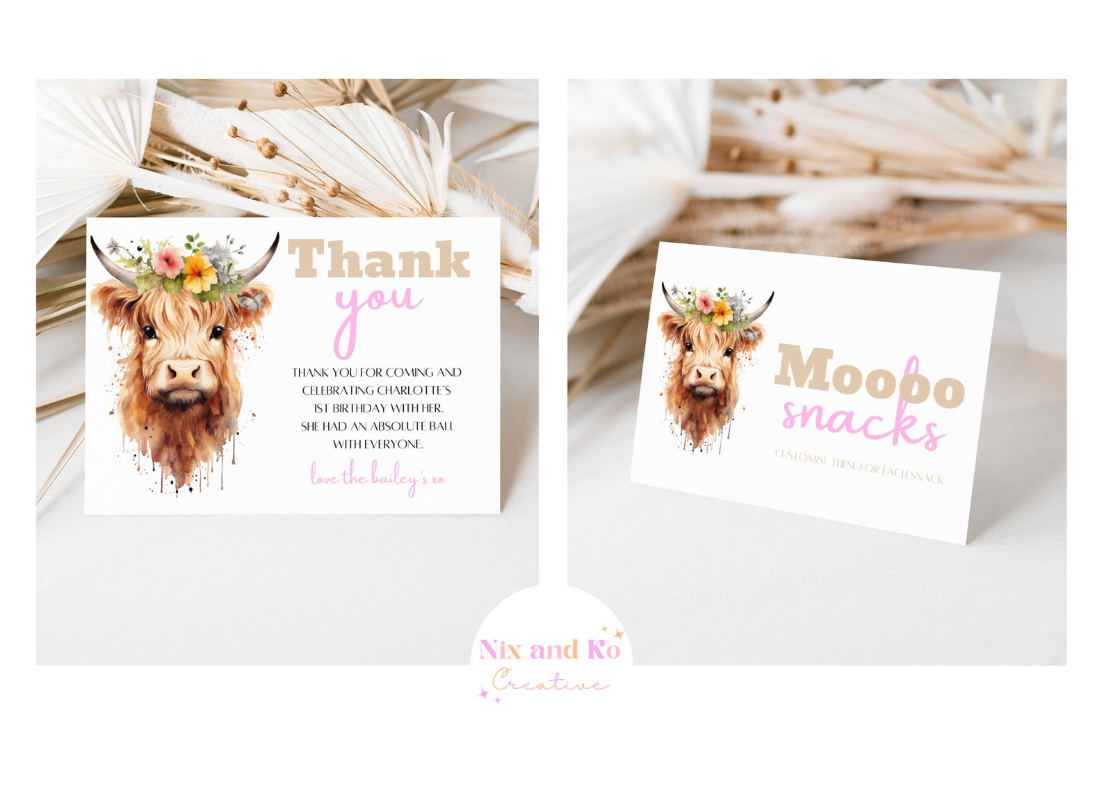 Editable Highland Cow Birthday Party Bundle, Highland Cow Invitation ...