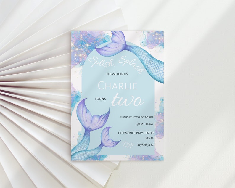 Editable Mermaid Birthday Invitation Mermaids Tail Invitation Girls ...