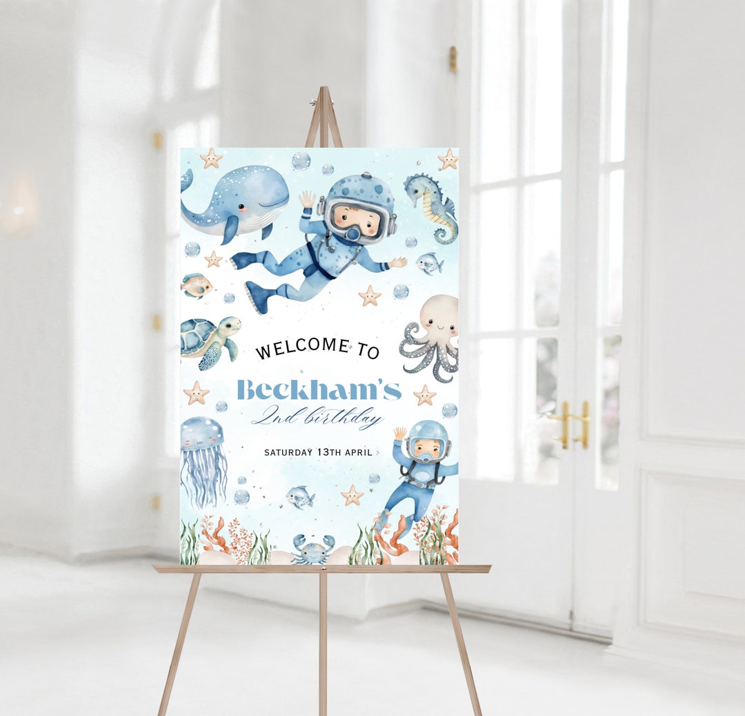 Under the Sea Welcome Board, Oneder the Sea Welcome Sign, Boys Ocean ...