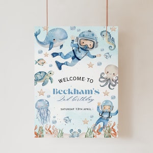 Under the Sea Welcome Board, Oneder the Sea Welcome Sign, Boys Ocean ...