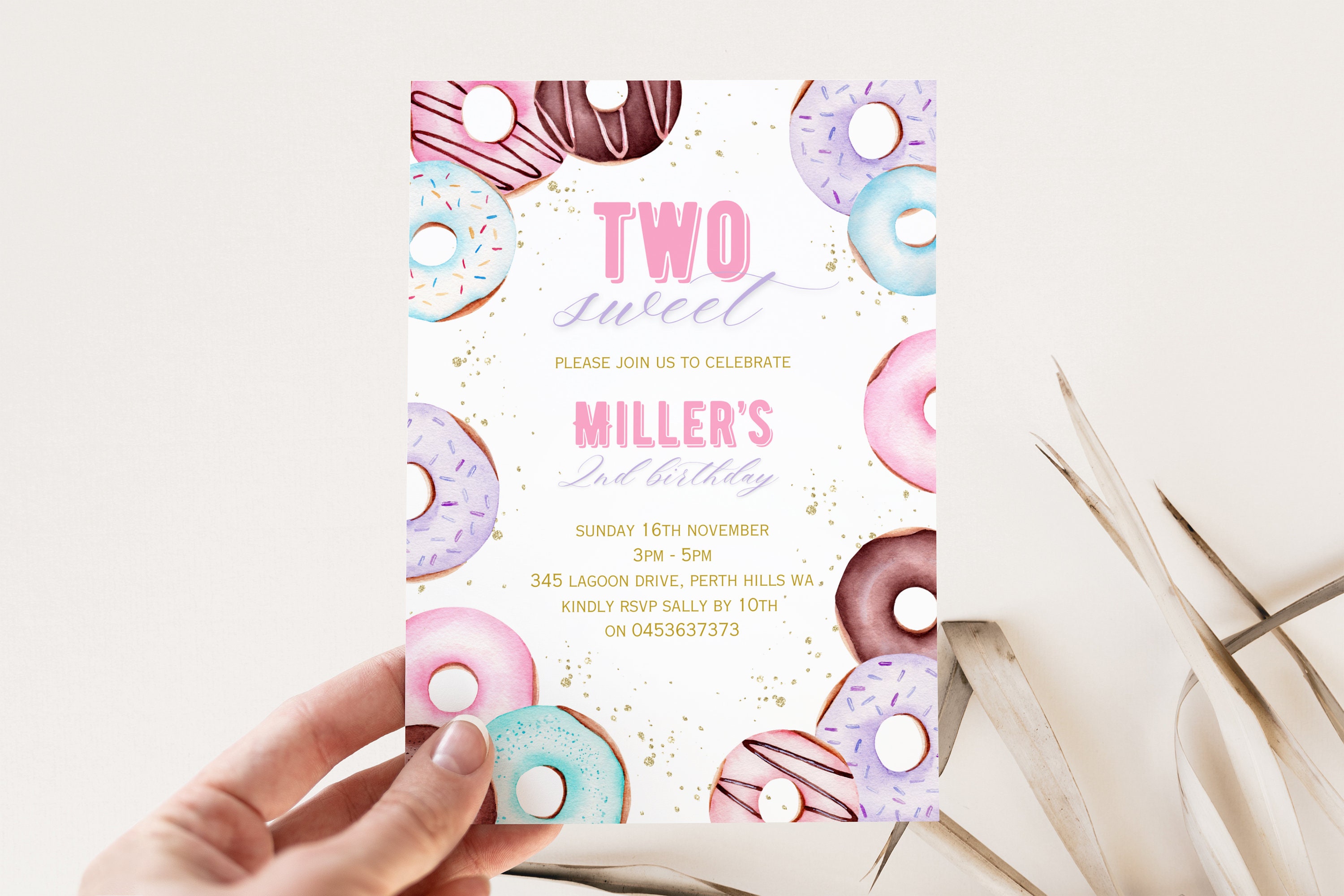 Editable Donut and Sprinkles Birthday Party Invitation, Donut Miss the ...