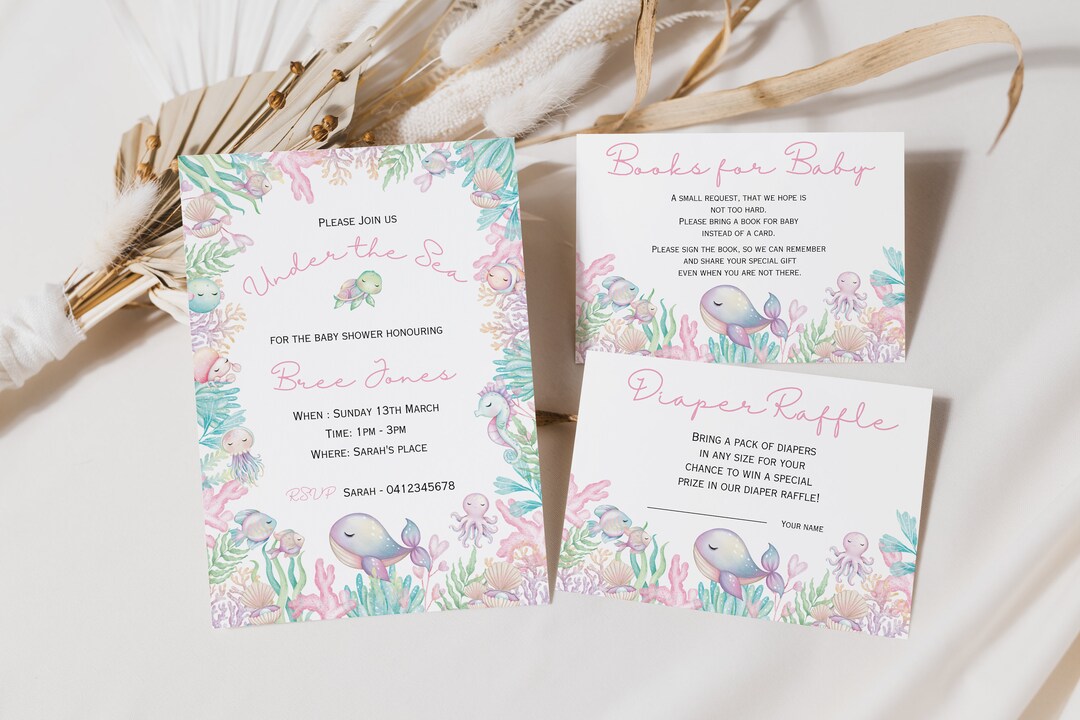 Editable Under the Sea Baby Shower Invitation Under the Sea Mini Bundle ...