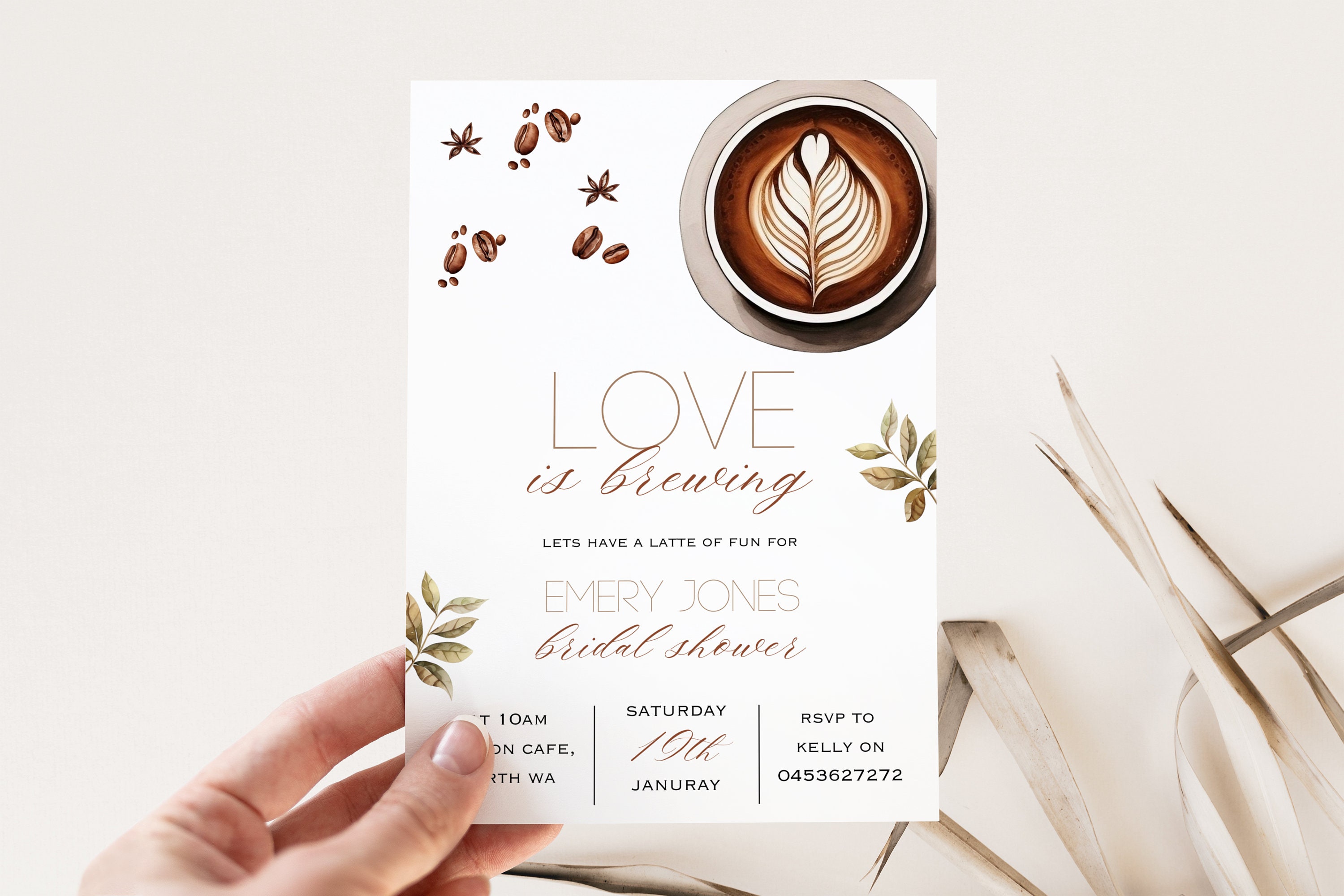 Editable Love is Brewing Bridal Shower Invitation, Coffee Invite ...
