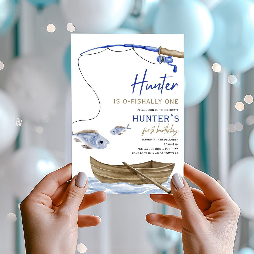 O-fishally One Boys Birthday Party Invitation, Our Little Fishy, Kids ...