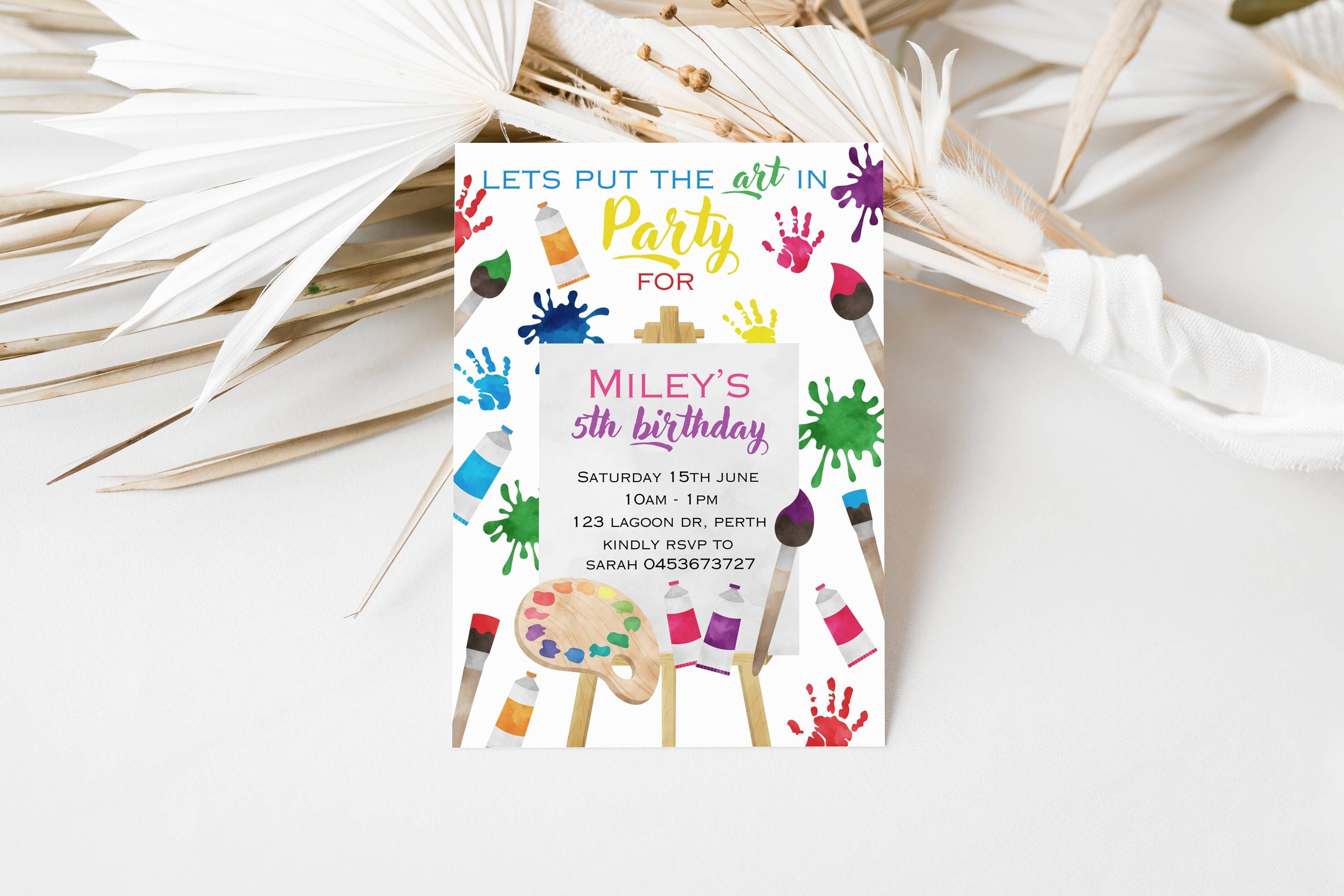 Editable Arts and Crafts Birthday Party Invitation, Lets Put the Art in ...