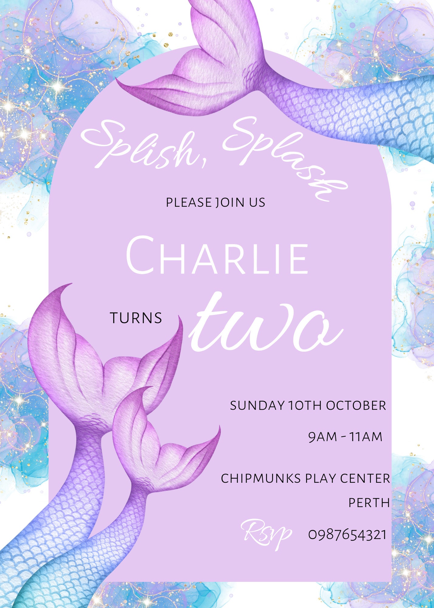 Editable Mermaid Birthday Invitation, Mermaids Tail Invitation, Girls ...