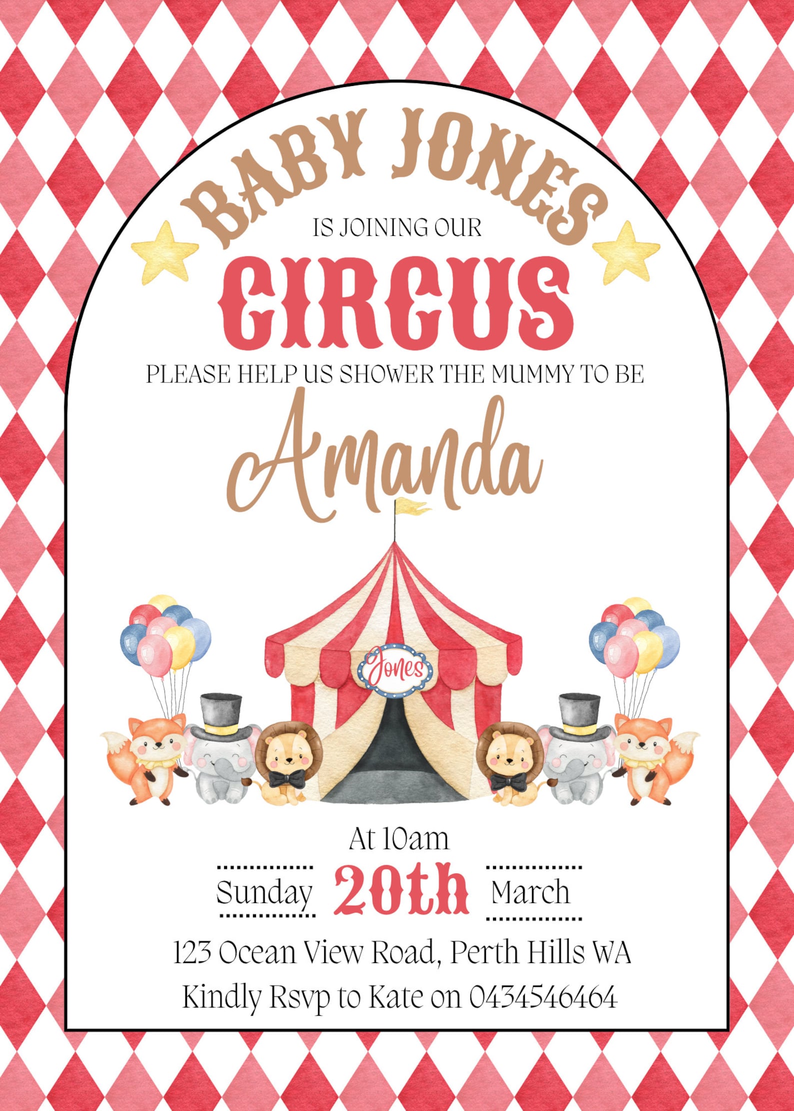 Editable Circus Baby Shower Invitation Baby Joins the Circus Invitation ...
