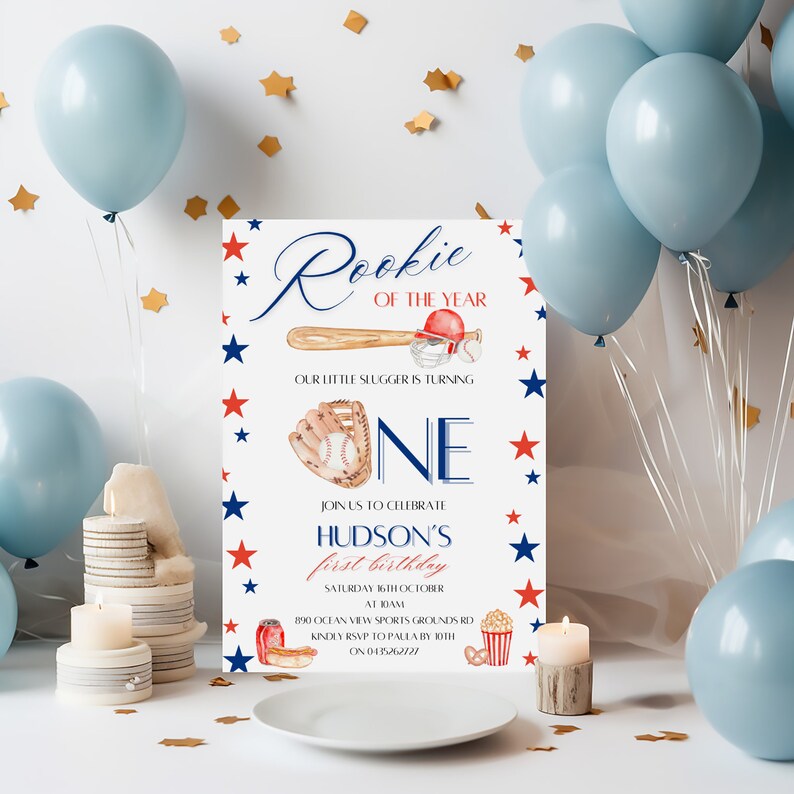 Baseball Birthday Party Invitation, Boys First Birthday, Sports Party ...