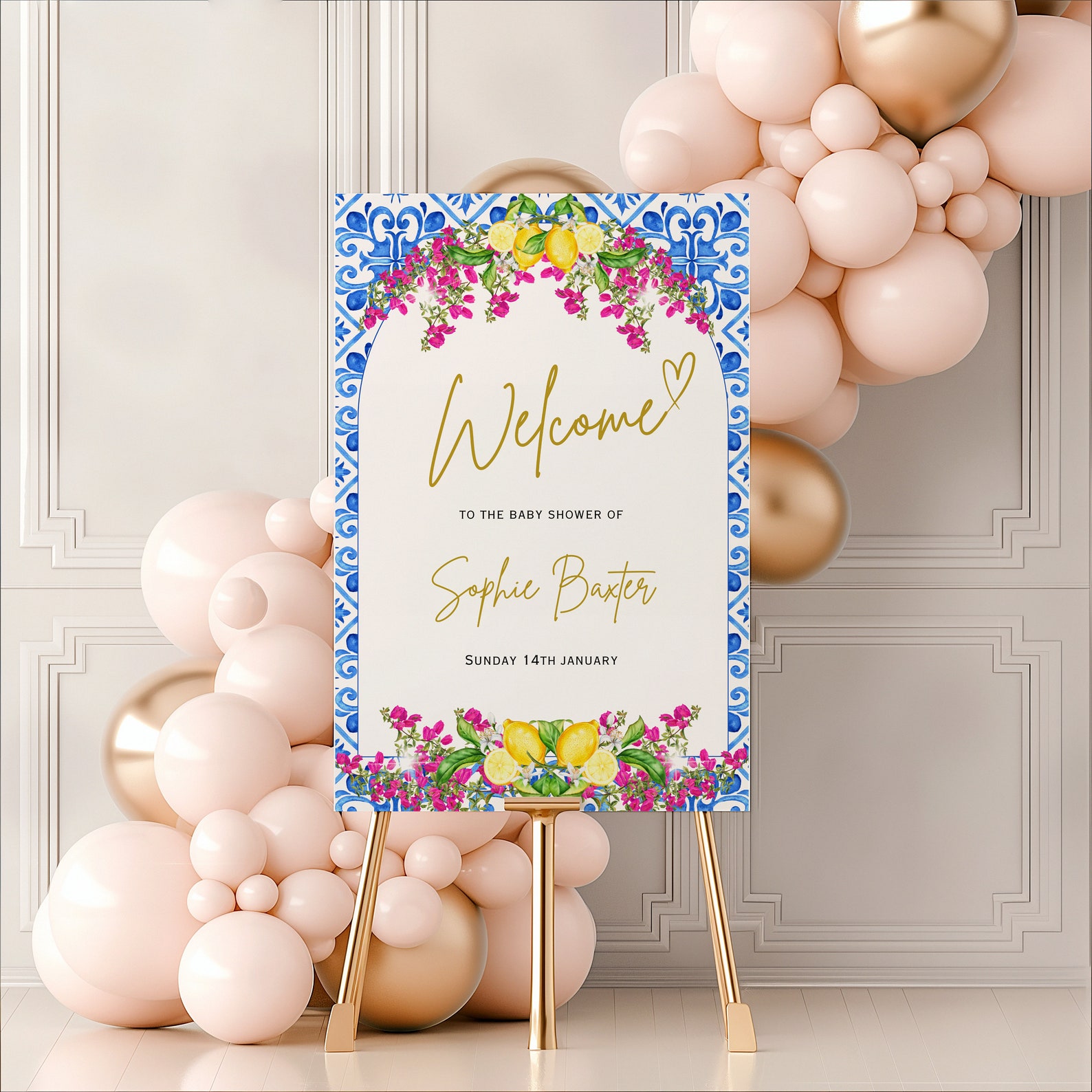 Lemon and Positano Tile Welcome Board, Amalfi Coast Baby Shower Signs ...