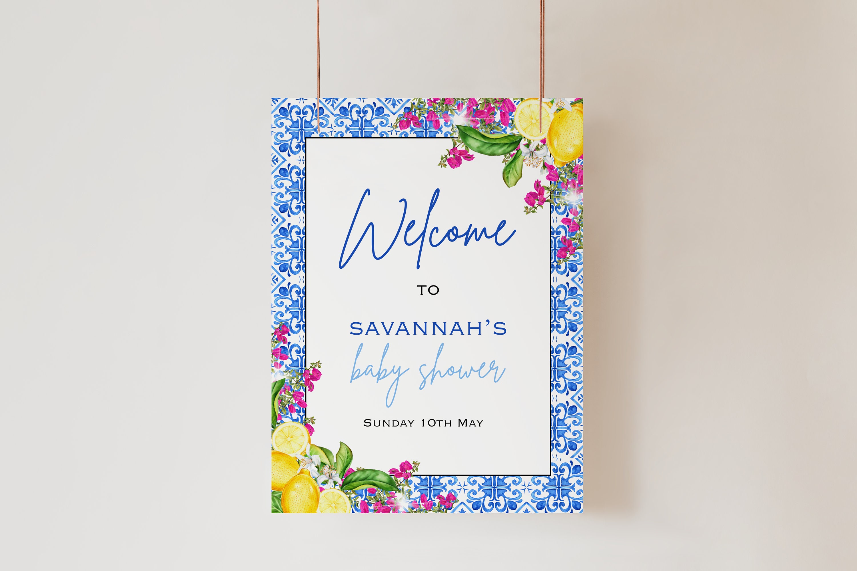 Lemon and Positano Tile Welcome Board, Amalfi Coast Baby Shower Signs ...