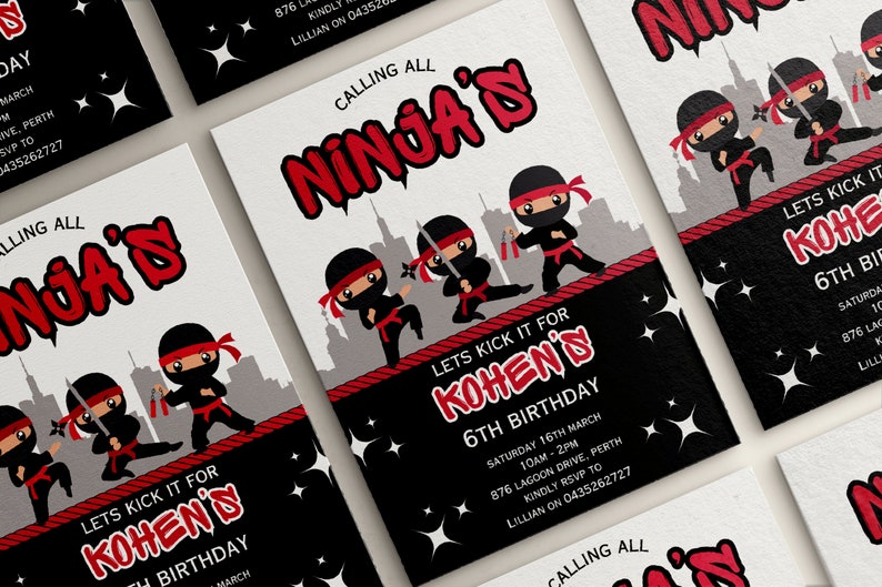 Editable Calling All Ninjas Birthday Party Invitation, Ninja Warrior ...