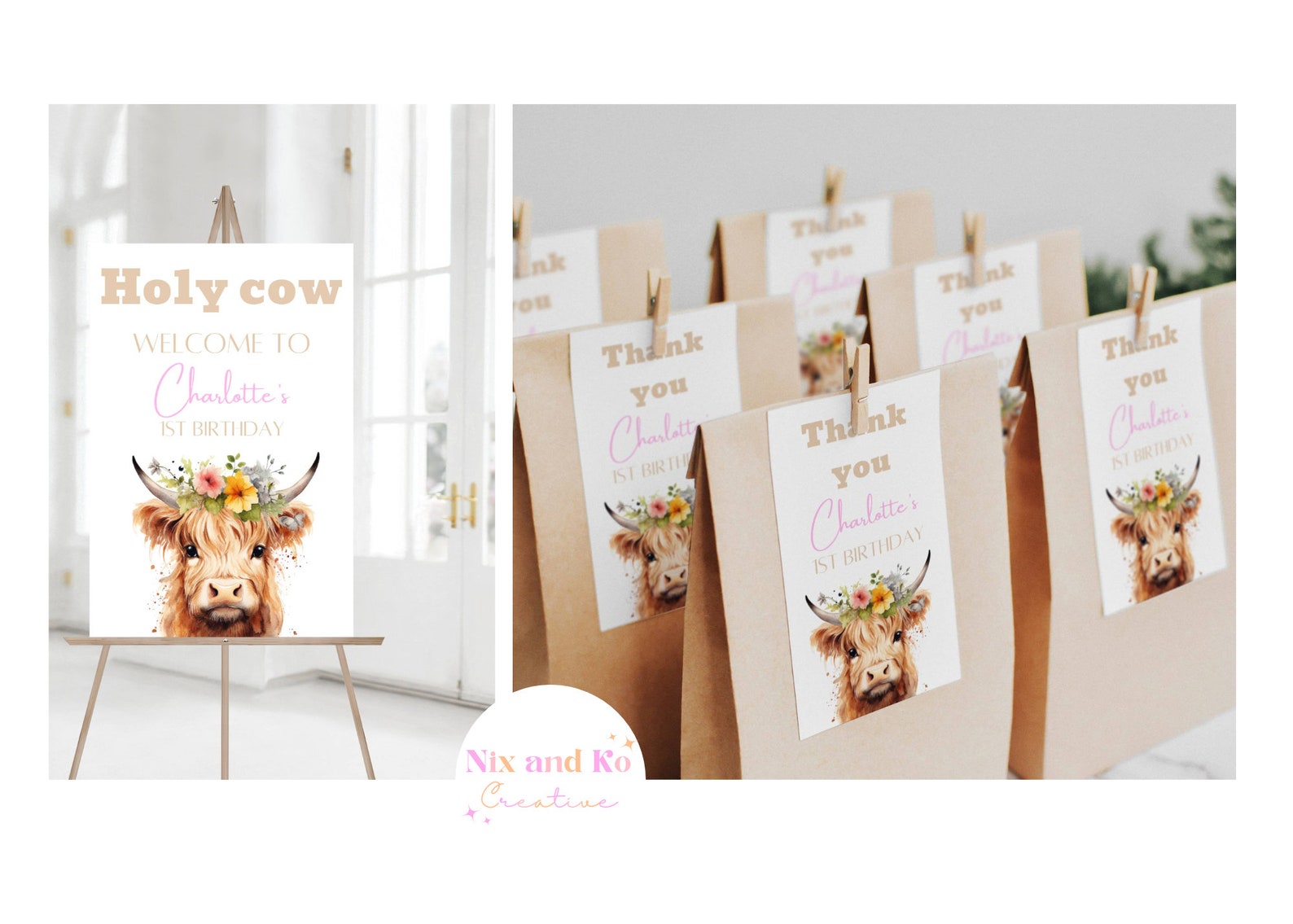 Editable Highland Cow Birthday Party Bundle, Highland Cow Invitation ...