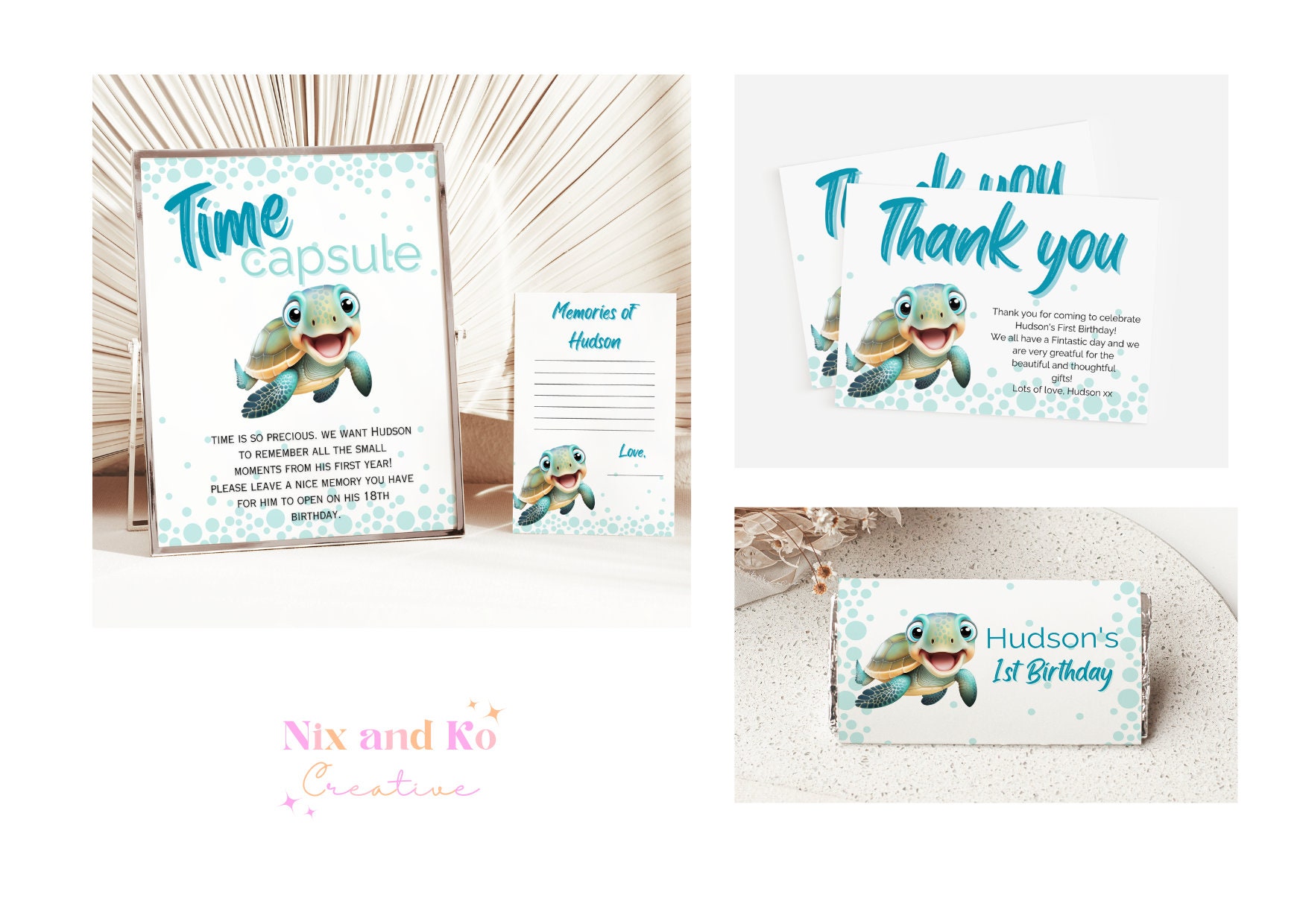 Turtle First Birthday Bundle, Turtle Birthday Invitation, Turtle Party ...