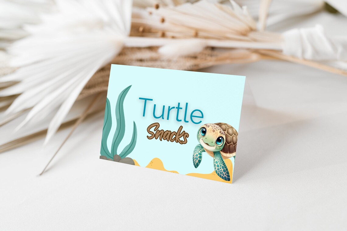 Editable Turtley Awesome First Birthday Party Food Labels, Cute Turtle ...