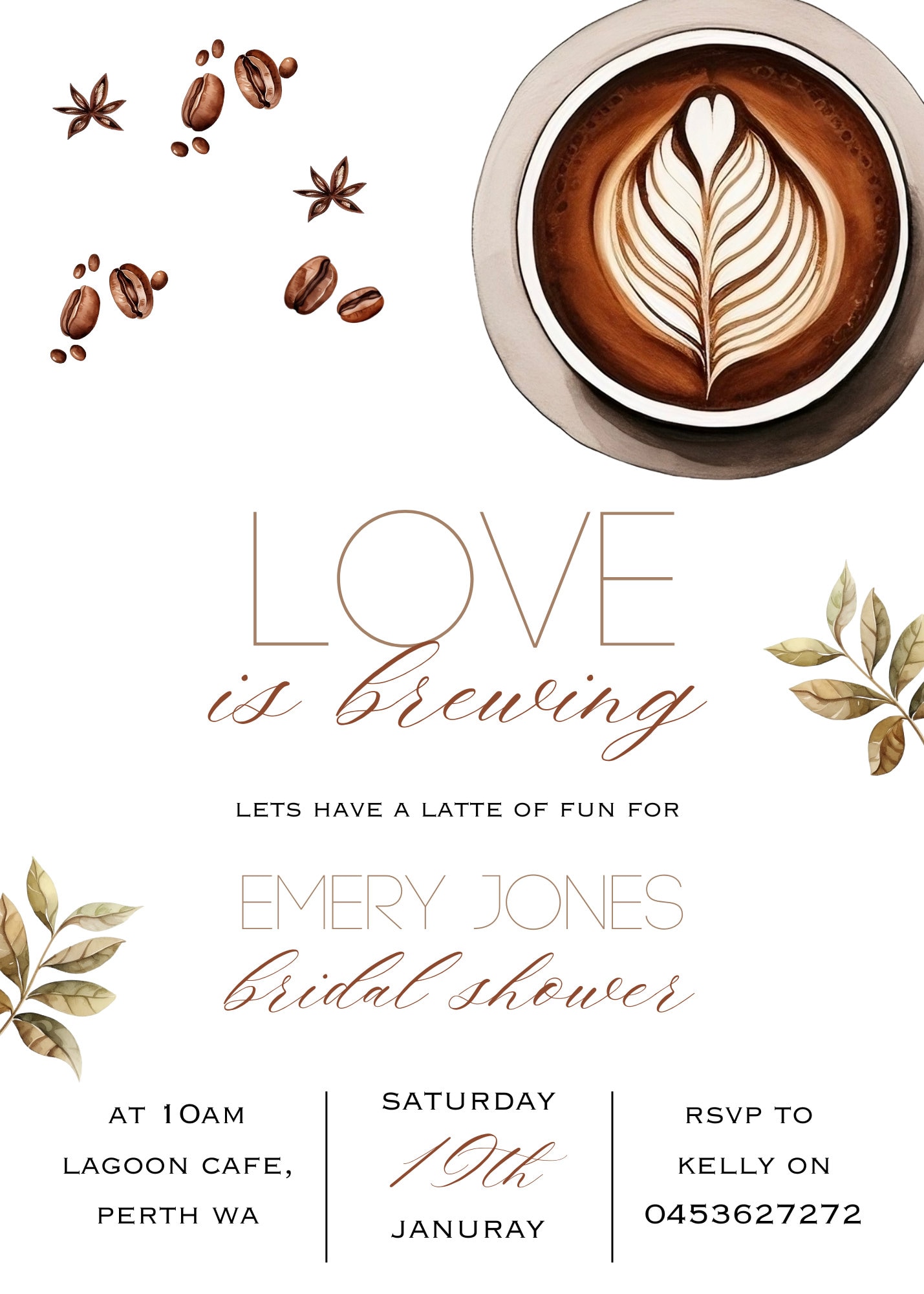 Editable Love is Brewing Bridal Shower Invitation, Coffee Invite ...