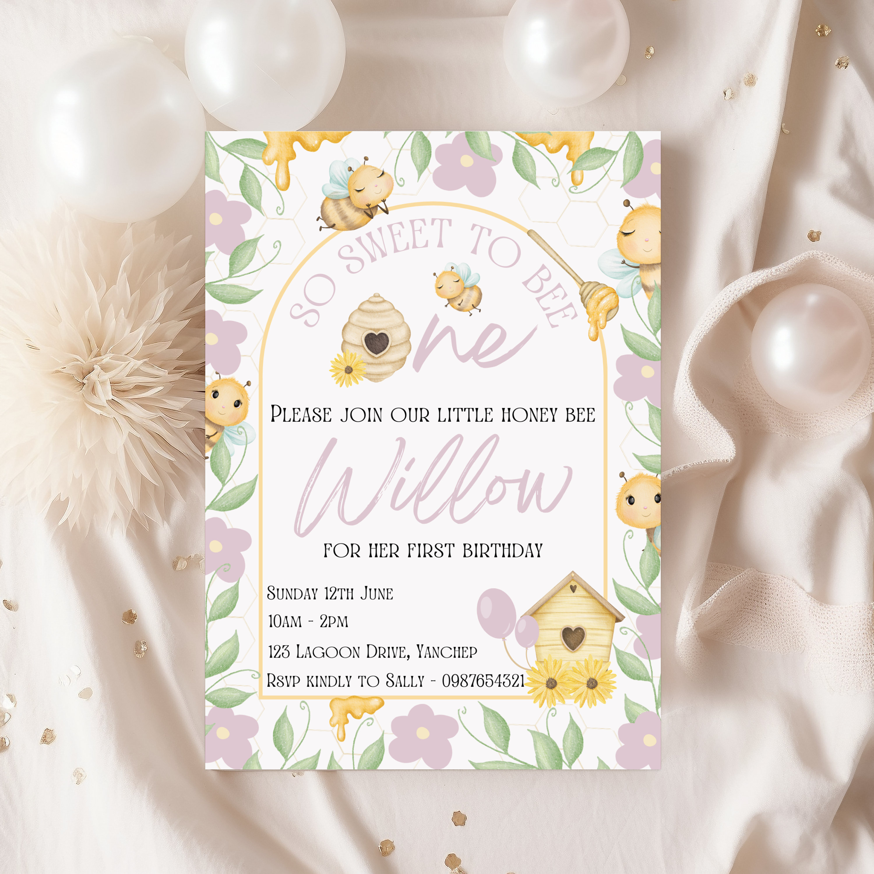 Bumblebee Birthday Invitation Template, so Sweet to Be One Party, Honey ...