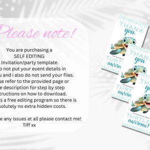 Turtle Thank You Gift Tag, Turtley Awesome Birthday Party Gift Tag ...