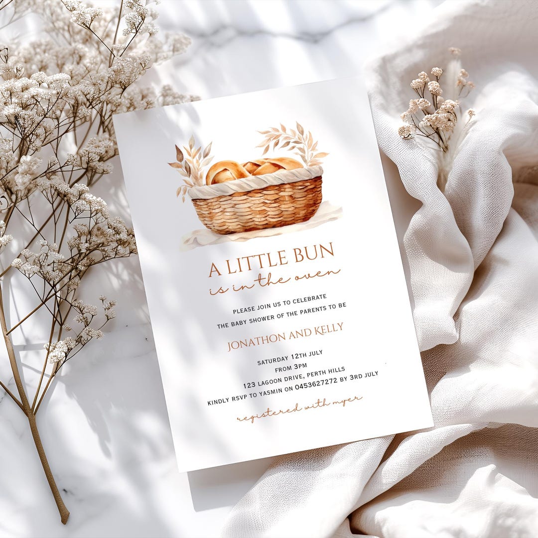 Sourdough Bread Invitation, A Bun in the Oven Invite, Baked With Love ...