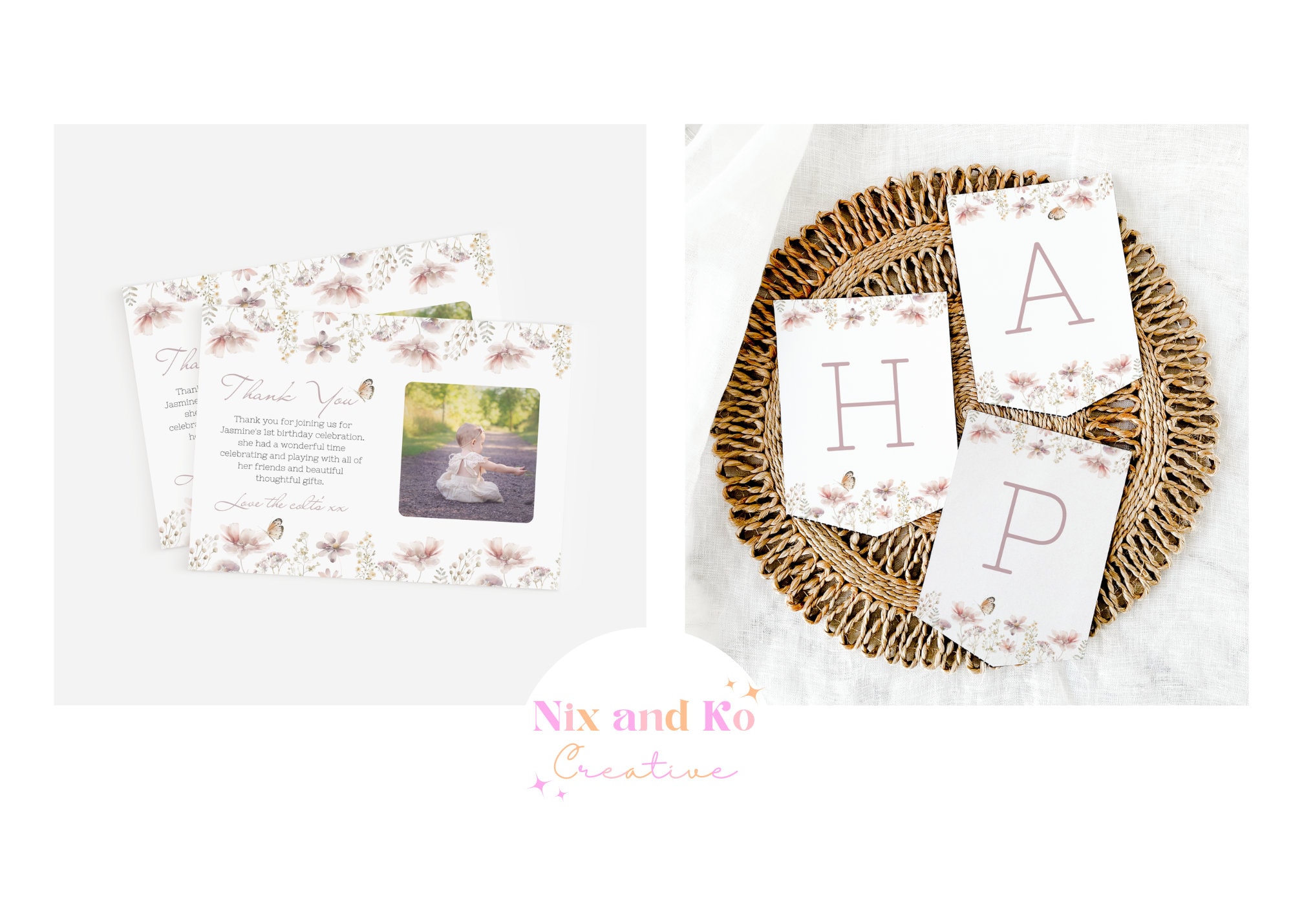 Editable Wildflower Birthday Bundle Wildflower First Birthday Bundle ...