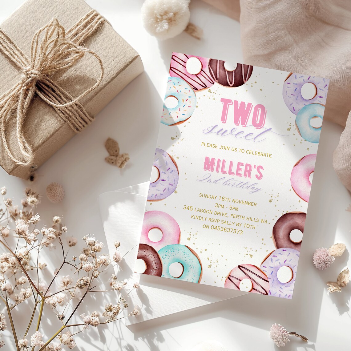 Editable Donut and Sprinkles Birthday Party Invitation, Donut Miss the ...