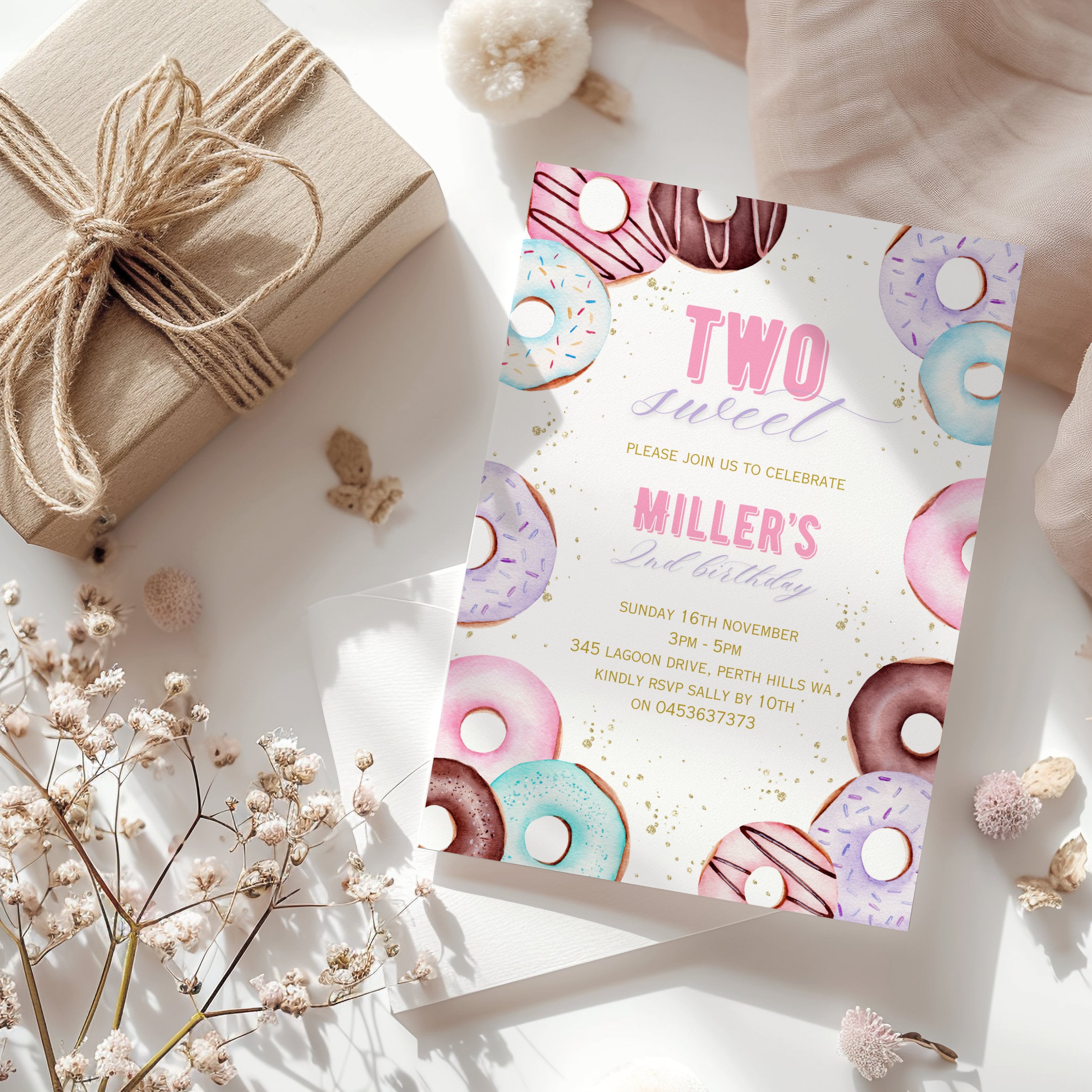 Editable Donut and Sprinkles Birthday Party Invitation, Donut Miss the ...